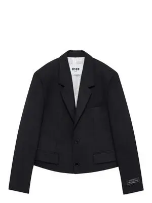 MSGM Cropped Notch-lapels Jacket - Black