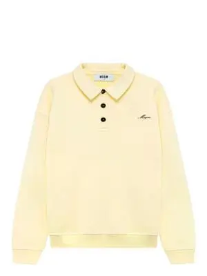 MSGM Logo-embroidered Polo-collar Sweater - Yellow