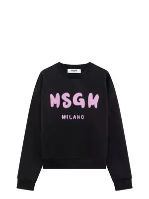 MSGM Logo Print Crewneck Sweatshirt - Black