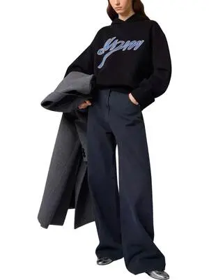 MSGM Logo Patch Oversized Hoodie - Black