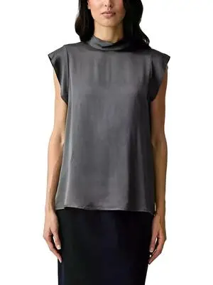 FRACOMINA High-neck Cap-sleeve Top - Grey