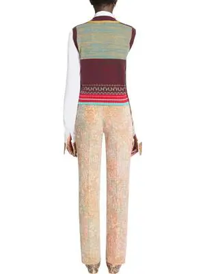 Dries Van Noten DRIES VAN NOTEN Fitted Cashmere & Wool V-Neck Vest With Jacquard Detailing Red