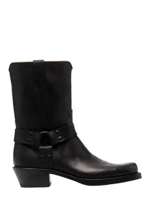 BUTTERO® Elba Square-toe Leather Boots - Black