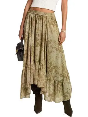 MICHAEL KORS Michael Kors Floral Print Ruffled Asymmetric Hem Skirt
