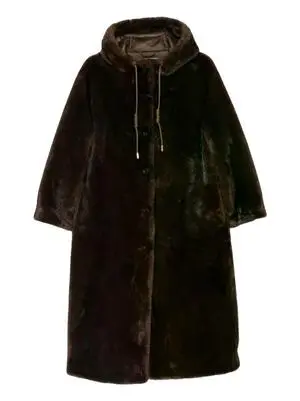 ERMANNO FIRENZE Hooded Faux Fur Coat - Brown