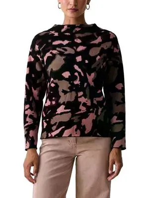 Joseph Ribkoff Abstract Pattern Bead-embellished High Neck Sweater - Red