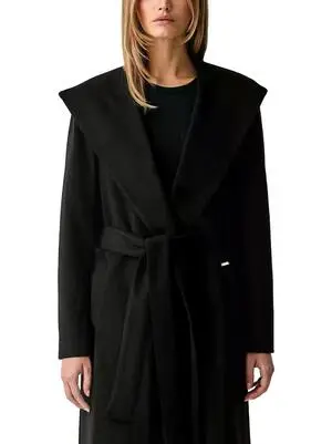 FRACOMINA Belted Hooded Coat - Black