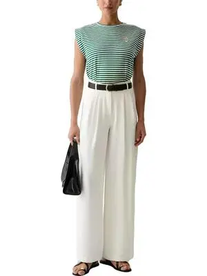MORGAN Pleated Palazzo Pants - White