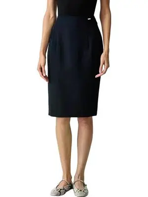 FRACOMINA Logo Plaque Pencil Midi Skirt - Blue