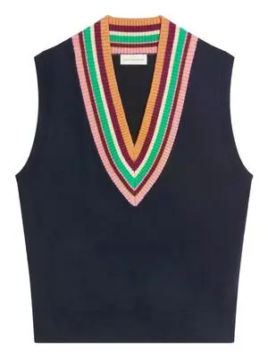 DRIES VAN NOTEN DRIES VAN NOTEN V-Neck Wool Knit Vest With Striped Collar