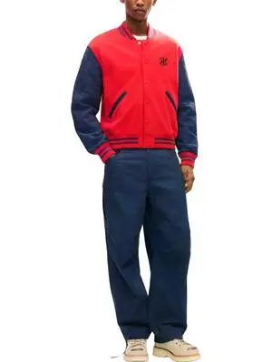 Kenzo Embroidered Varsity Bomber Jacket - Red