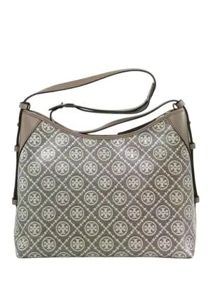 Tory Burch Tory Burch T Monogram Coated Jacquard Messenger Bag Grey
