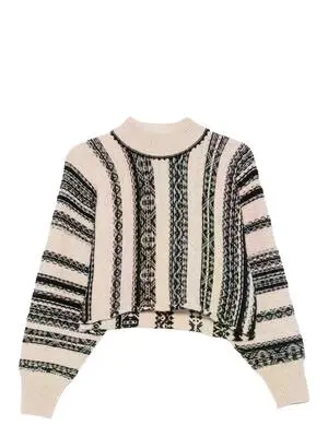 FORTE_FORTE Jacquard Knit Mock Neck Sweater - Neutrals