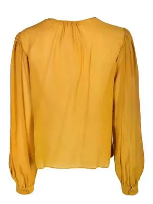 FRAME FRAME Silk Blouse With Puffed Sleeves And Front Tie Detail
