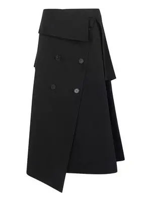 RÓHE Double-breasted Asymmetric Midi Skirt - Black