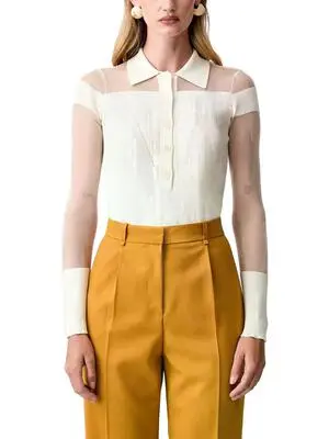 Patrizia Pepe Sheer Panel Knitted Bodysuit - Neutrals