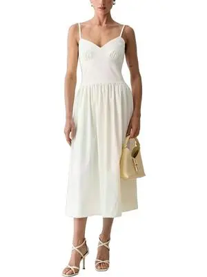 MORGAN Smocked Midi Dress - Neutrals