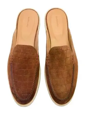 Magnanni Sofia Crocodile-effect Suede Loafers - Brown