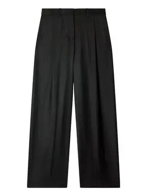 Paul Smith Wool-cashmere Wide-leg Trousers - Black