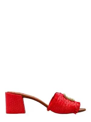 Dolce & Gabbana Dolce & Gabbana Raffia Mules With Fringe Detailing Red