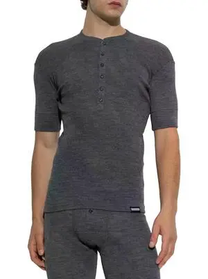 Dsquared2 Wool Henley T-shirt - Grey