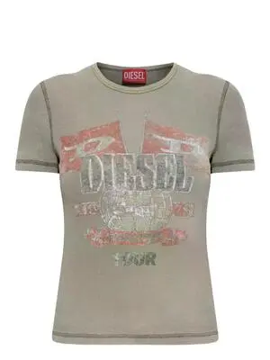 DIESEL® Diesel Ribbed Logo Graphic T-Shirt Green