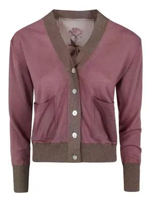 IN BED WITH YOU Lurex-trim Patch-pocket Cardigan - Pink