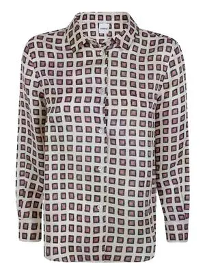 Aspesi Geometric Print Long-sleeve Shirt - Neutrals