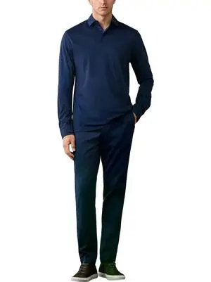 HACKETT LONDON Long-sleeve Piqué Polo Shirt - Green