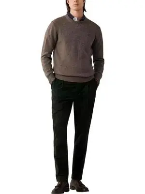 HACKETT LONDON Lambswool Crew Neck Sweater - Brown