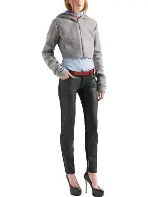 7 For All Mankind Ruched Sleeve Zip-up Hooded Jacket - Grey