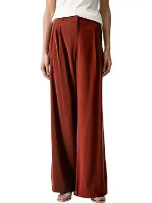 MORGAN Pleated Wide-leg Trousers - Red
