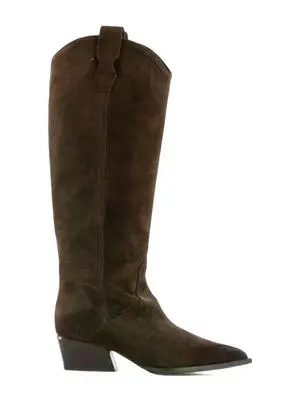 POEVE Suede Western Boots - Brown