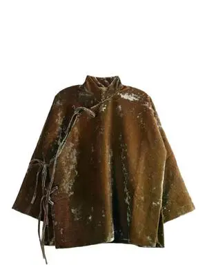 UMA WANG Crushed Velvet Side-tie Jacket - Brown