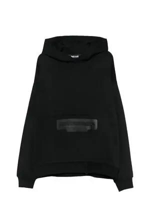 JUST CAVALLI Just Cavalli Black Hoodie With Leather Patch Pocket