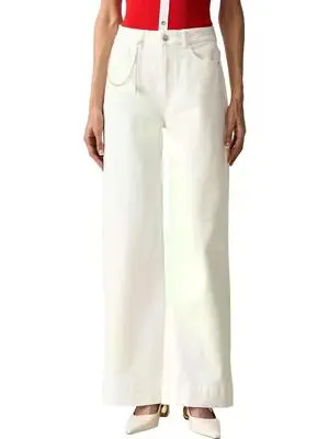 MORGAN Chain-link Wide-leg Jeans - White