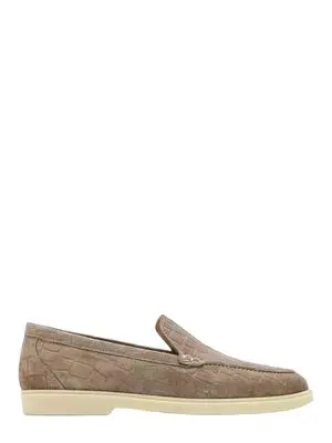 Magnanni Crocodile-effect Suede Loafers - Brown