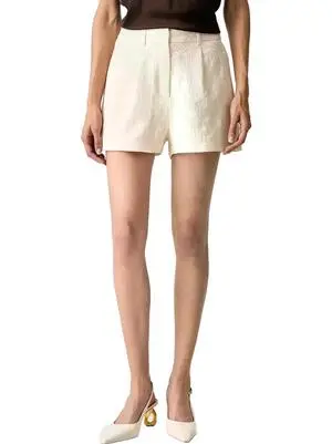 MORGAN Embroidered Pleated Shorts - Neutrals