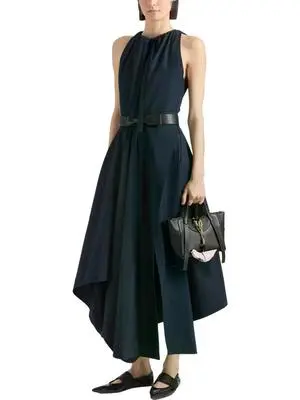 Givenchy Sleeveless Asymmetrical Hem Poplin Dress - Blue