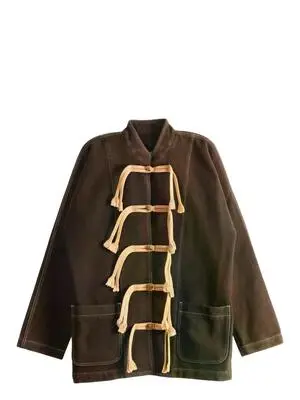 UMA WANG Contrast-stitch Tassel-embellished Jacket - Brown