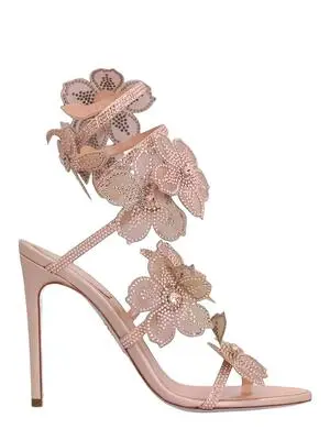 Rene Caovilla René Caovilla Embellished Floral Stiletto Sandals Neutrals