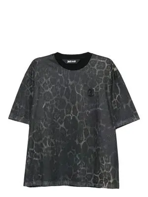 Just Cavalli Animal-print Mesh T-shirt - Black