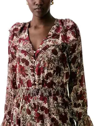 MORGAN Floral Print Ruffled Mini Dress - Red