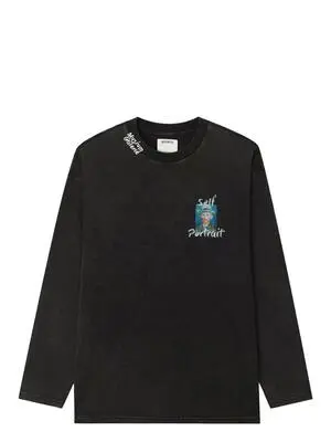 MUSIUM DIV. Portrait-print Long-sleeved T-shirt - Black