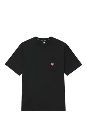 FINGERCROXX Heart-patch Cotton T-shirt - Black