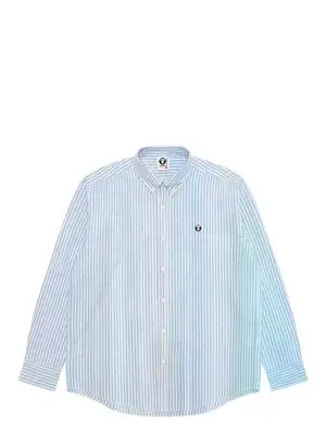 AAPE BY *A BATHING APE Moonface Vertical-stripe Logo-patch Shirt - Blue
