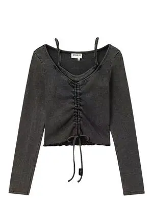 MUSIUM DIV. Musium Div. Ruched Layered-Effect Top Grey