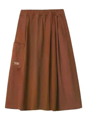 FINGERCROXX Elasticated Waist Midi Skirt - Brown