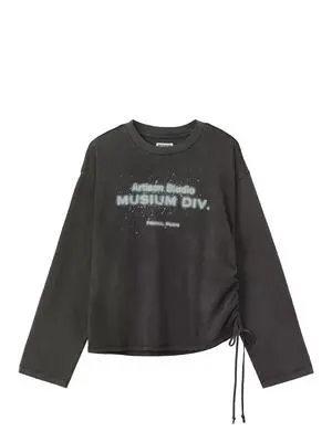 MUSIUM DIV. Logo Print Ruched T-shirt - Grey