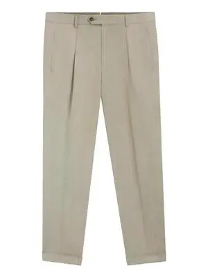 BOSS Pleated Turn-up Tailored Trousers - Neutrals